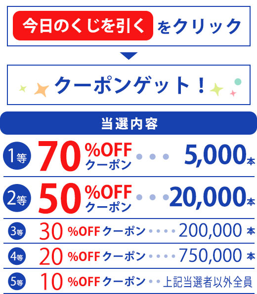 全品対象！ ハズレなし！ 最大70％OFFクーポンがあたるecolocoクーポンくじ - Yahoo!ズバトク